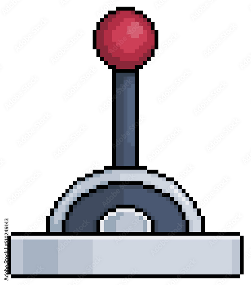 Pixel art metallic lever. industrial mechanism lever vector icon for ...