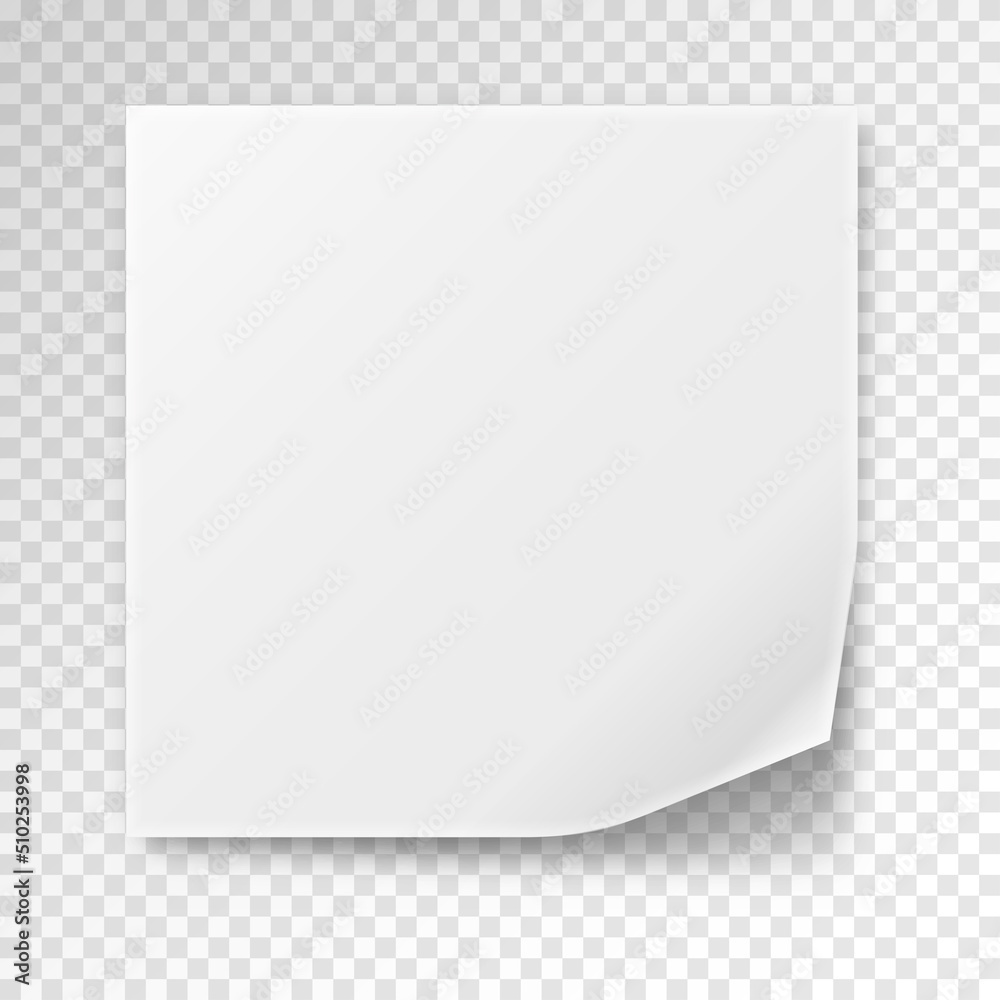 Realistic white sticker. Square peel off label to decorate website ...