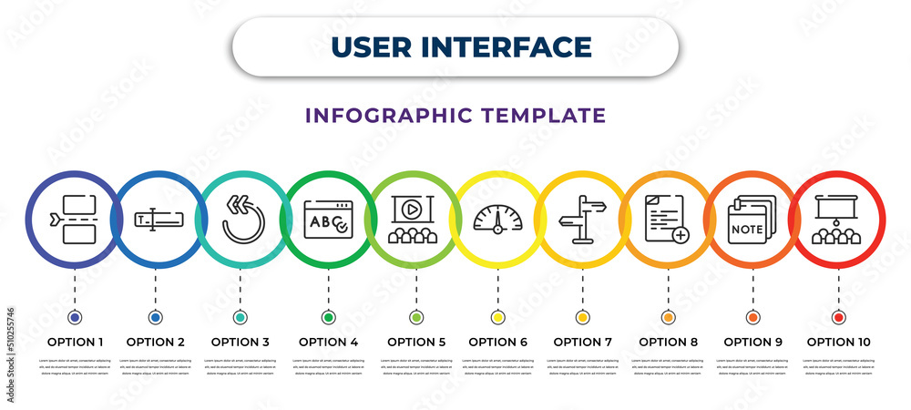 user interface infographic design template with page break, text box ...