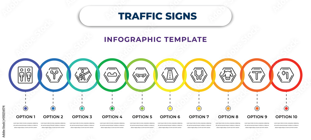 traffic signs infographic design template with wc, y intersection ...