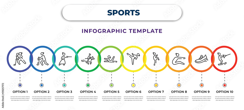 sports infographic design template with hockey, ice hockey, kendo ...