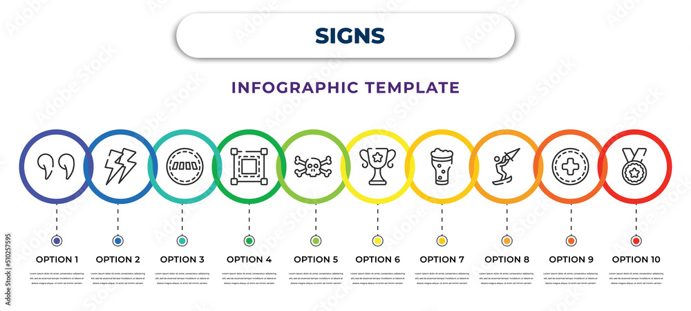 signs infographic design template with quotes, electric current ...