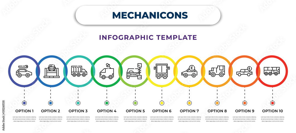 mechanicons infographic design template with car with wrench, repairing ...