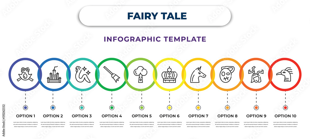 fairy tale infographic design template with toad, castle, rapunzel ...