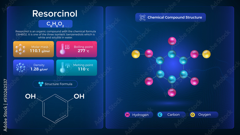 Resorcinol Properties and Chemical Compound Structure - Vector Design ...