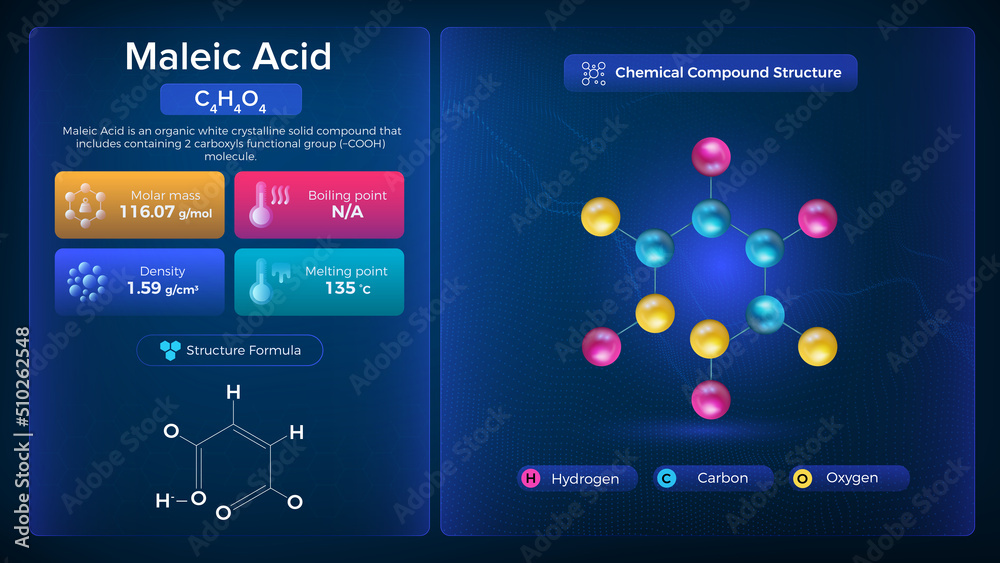 Maleic acid Properties and Chemical Compound Structure - Vector Design ...