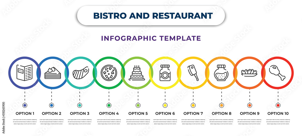 bistro and restaurant infographic design template with open menu, cut ...