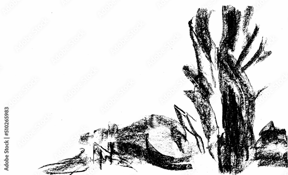 Abstract tree, charcoal illustration. Graphic image for the design of ...