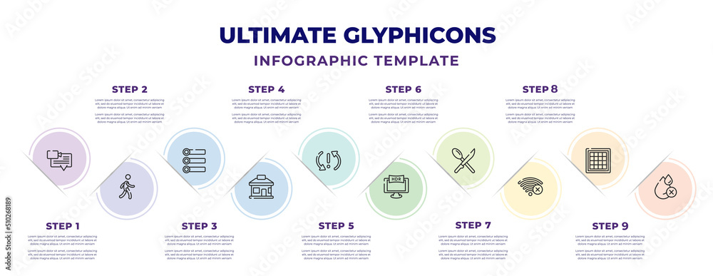 ultimate glyphicons infographic design template with video comment, man ...