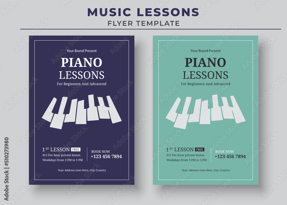 Music Lessons Flyer Template, Piano Lessons Poster, Music Class Poster ...
