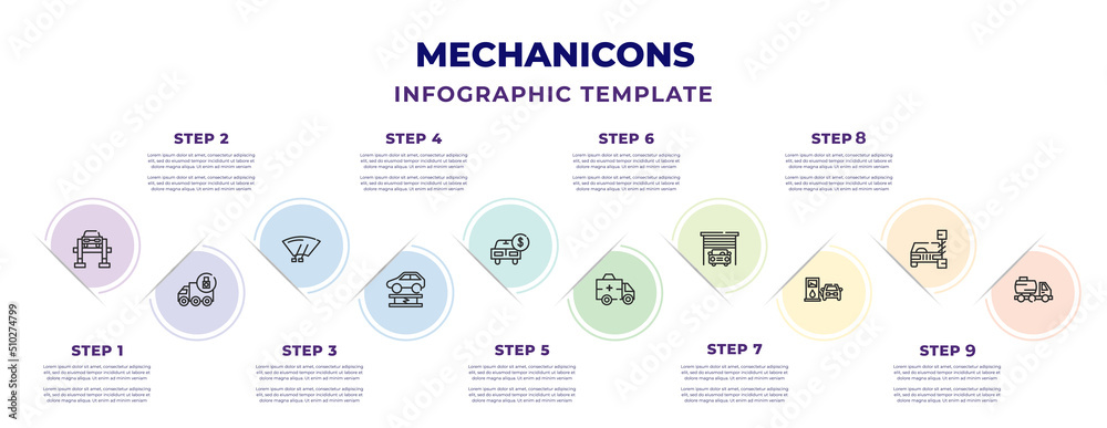 Vetor de mechanicons infographic design template with car on an ...