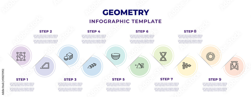 geometry infographic design template with bounding box, trapezium ...