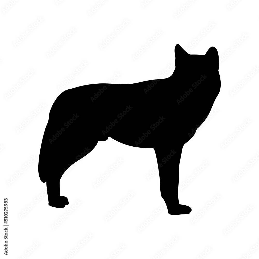 Vector black wolf silhouette isolated on white Stock Vector | Adobe Stock