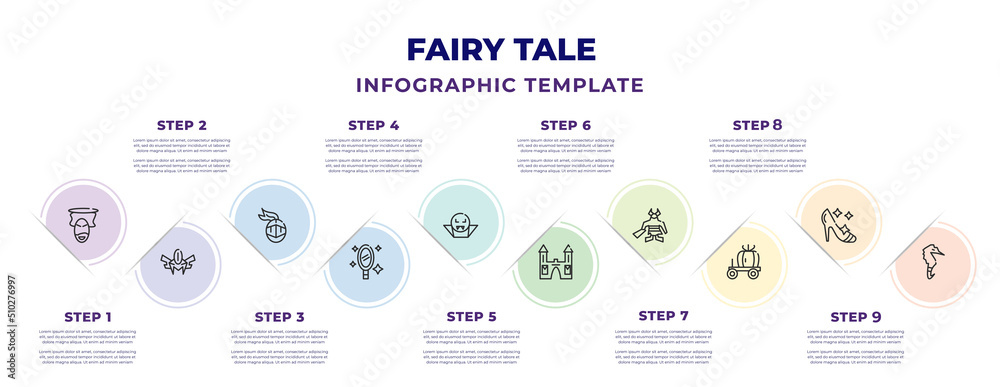 fairy tale infographic design template with zeus, valkyrie, knight ...