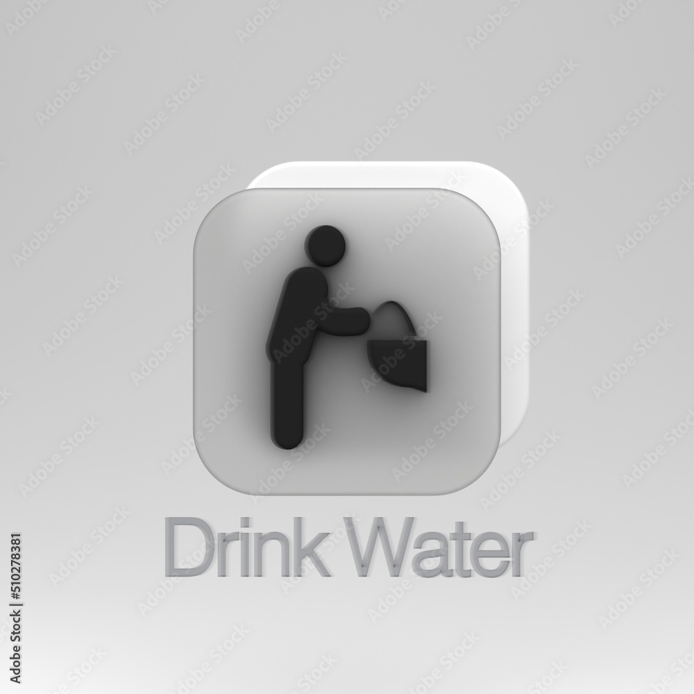 3d rendering icon or symbol in the form of a Drink Water Stickman ...