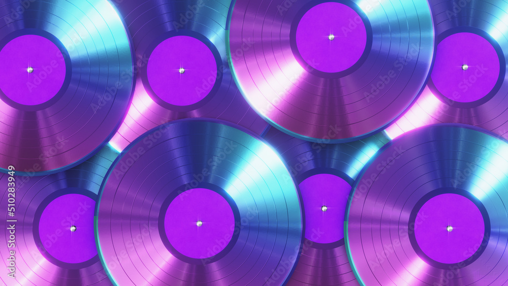 Realistic 3D illustration of the colorful purple blue iridescent ...