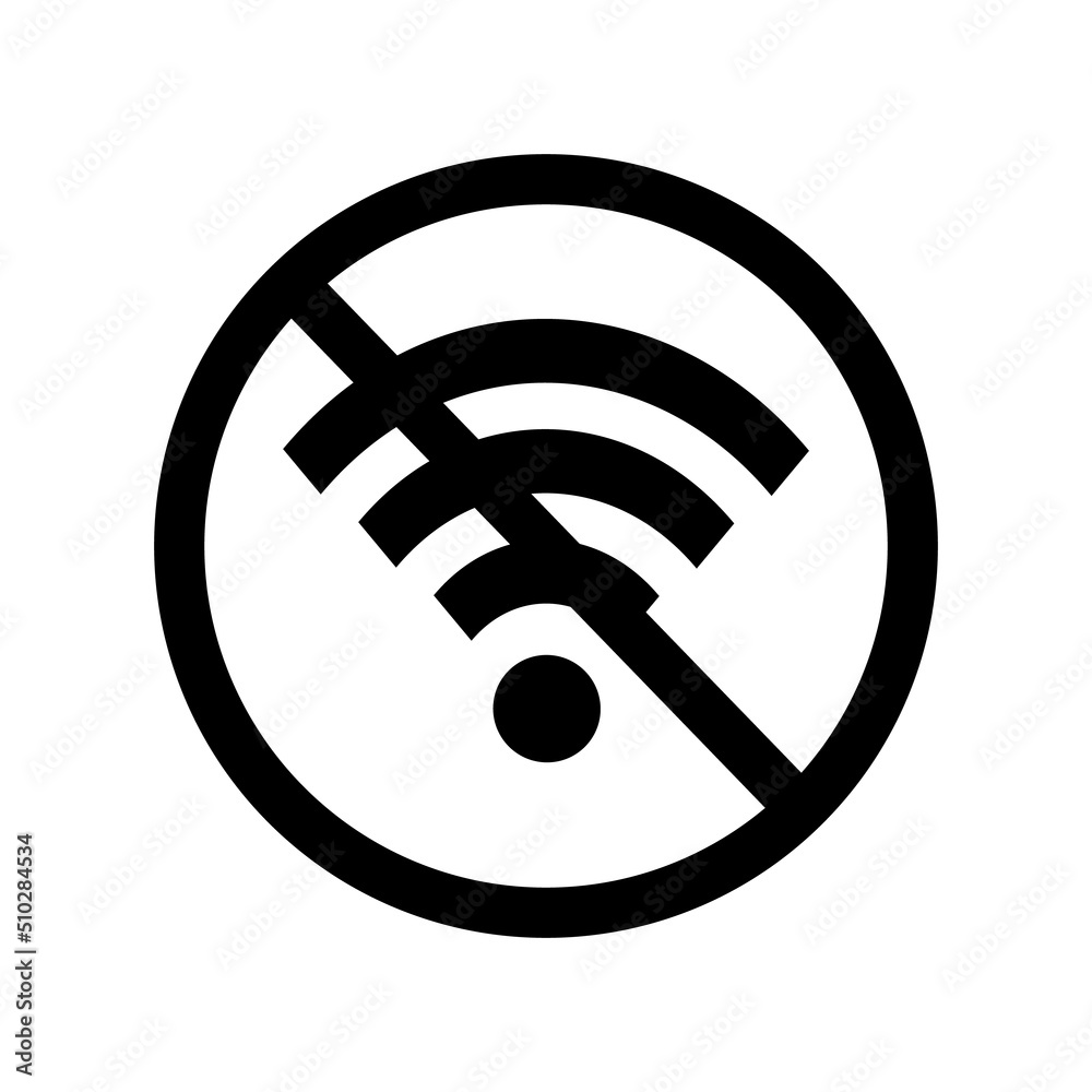 Silhouette icon of Wi-Fi prohibition. Vector. Stock Vector | Adobe Stock