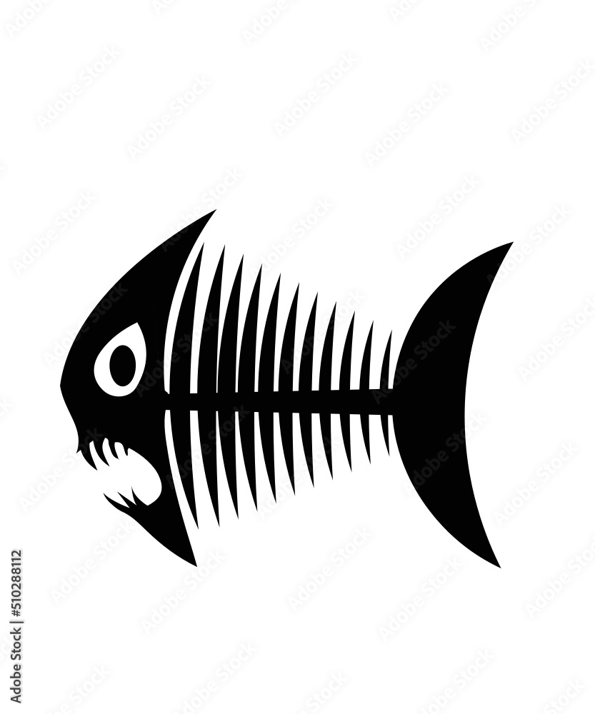 fish svg, fish bones svg, Angry Fish Skeleton svg, Fishing SVG ...