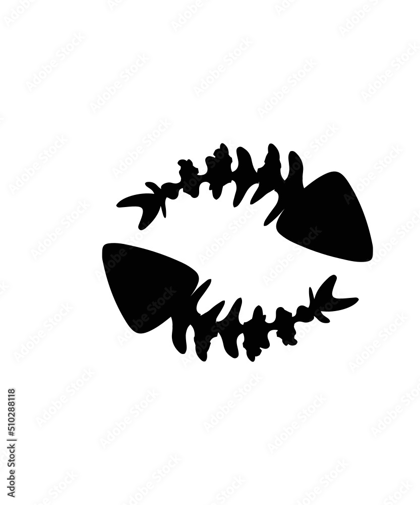fish svg, fish bones svg, Angry Fish Skeleton svg, Fishing SVG ...