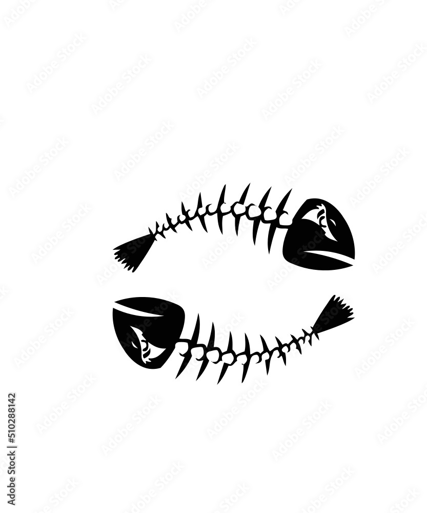 fish svg, fish bones svg, Angry Fish Skeleton svg, Fishing SVG ...