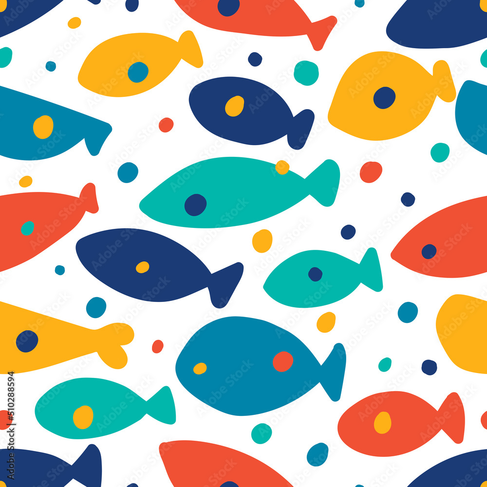 Cute simple fish. Kids background. Seamless pattern..Can be used in ...