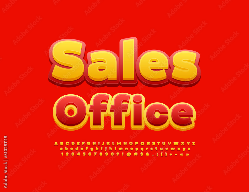 Vector colorful Poster Sales Office. Trendy Bright Font. Creative ...