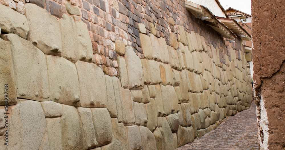 Different inca Megalithic stone walls, craftmenship in ancient city of ...
