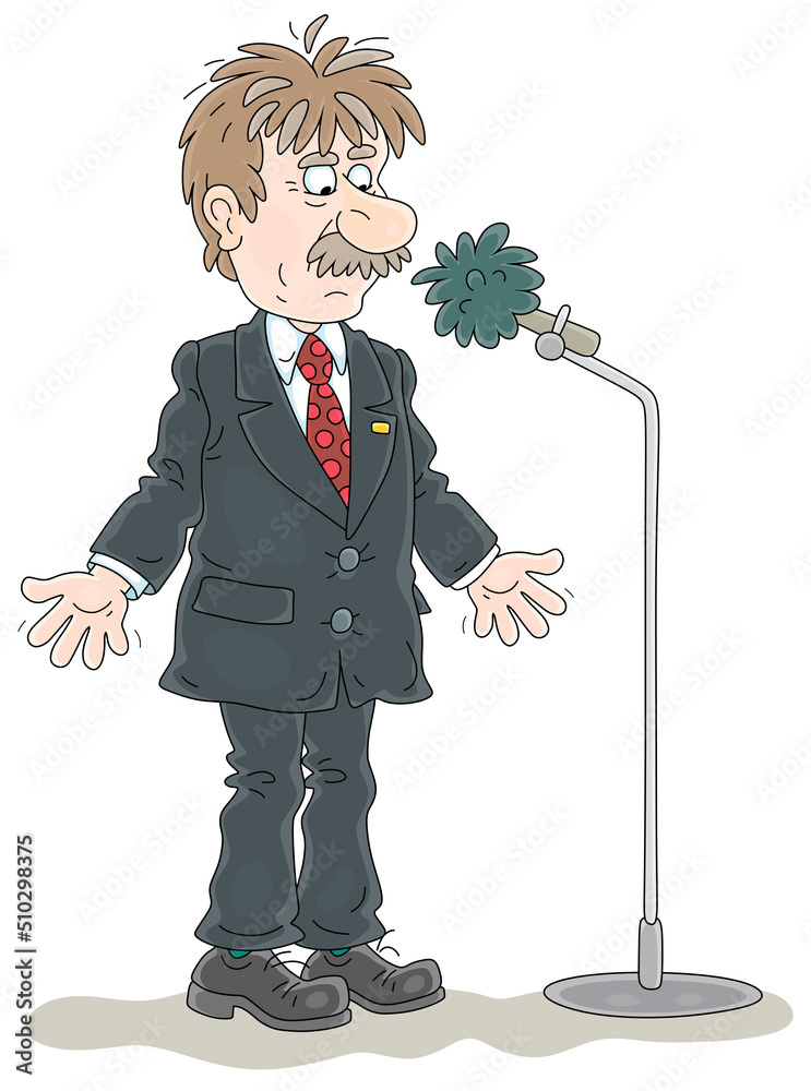 Government official looking confused and making an important statement ...