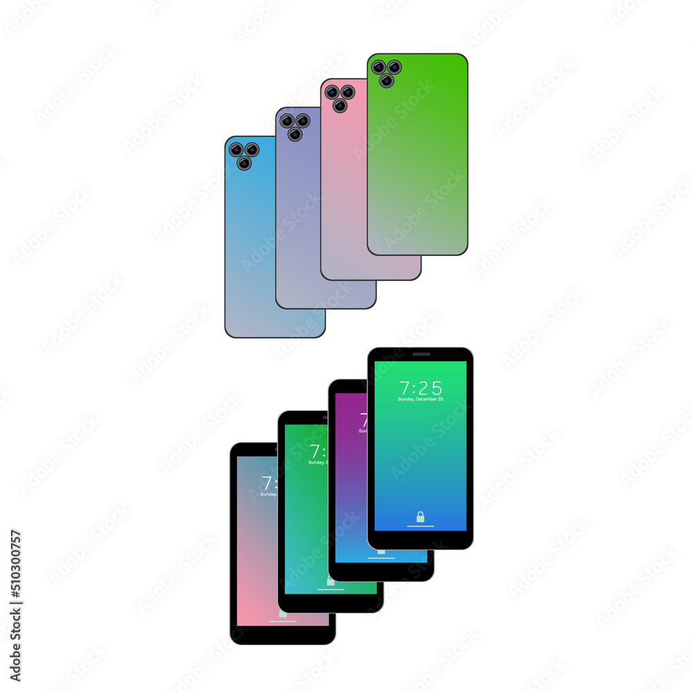 Elegant smartphone with colorful screen White and black mobile phone ...