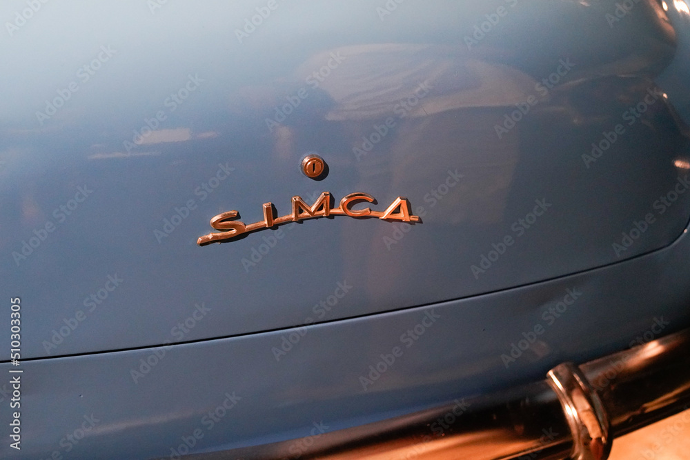 Simca logo text and brand sign of aronde car old timer vintage classic ...