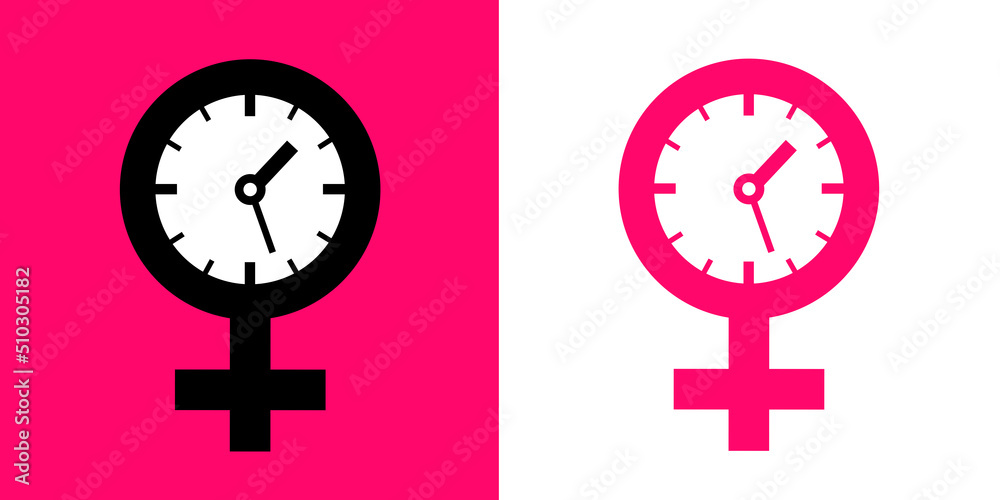 Biological Clock Symbol Of Woman And Female Gender And Sex Symbol