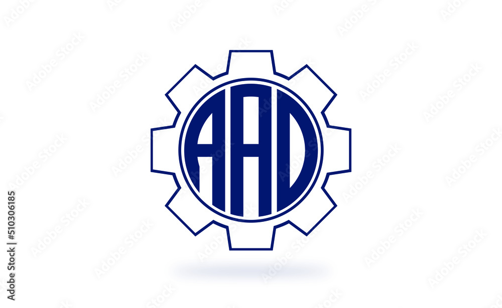 AAO three letter industrial logo with gear icon logo design vector ...
