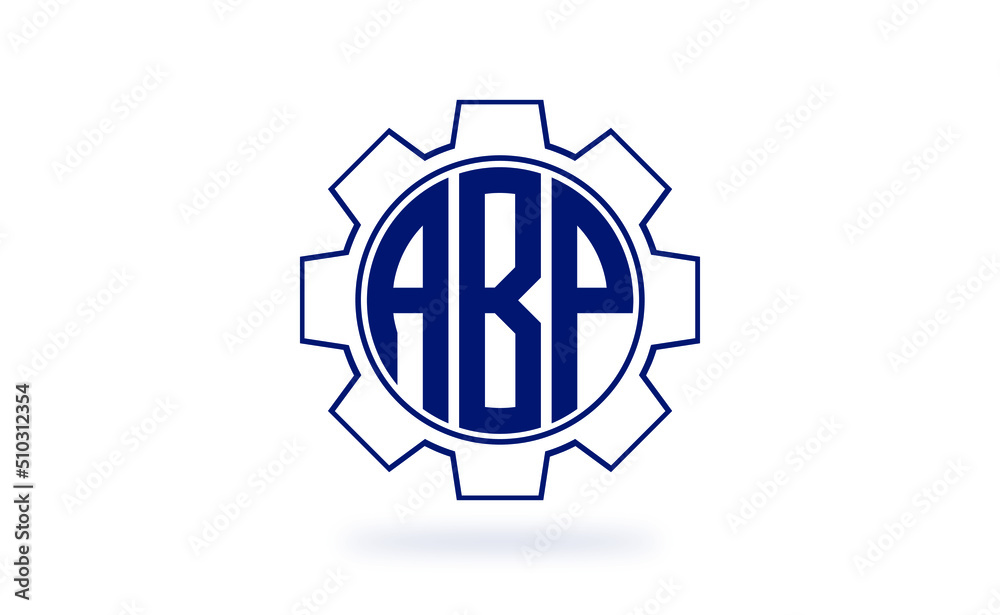 ABP three letter industrial logo with gear icon logo design vector ...