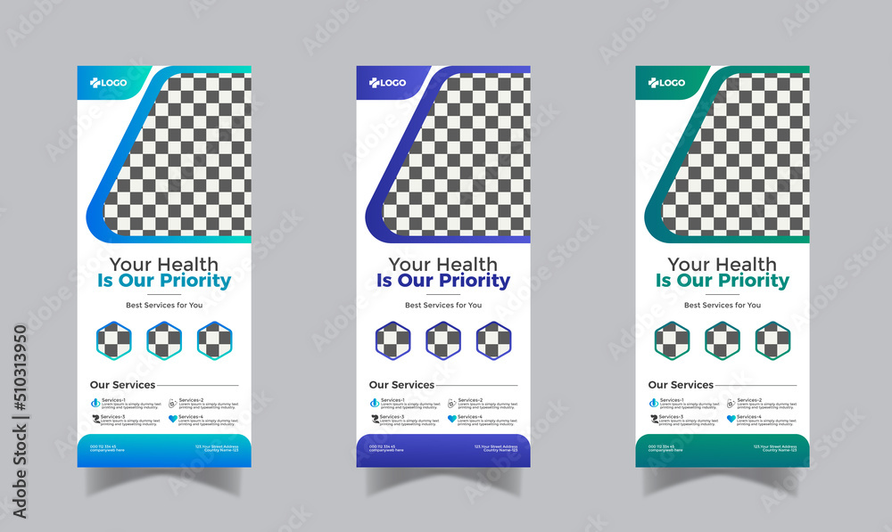Medical healthcare roll-up banner and standee medical banner design ...