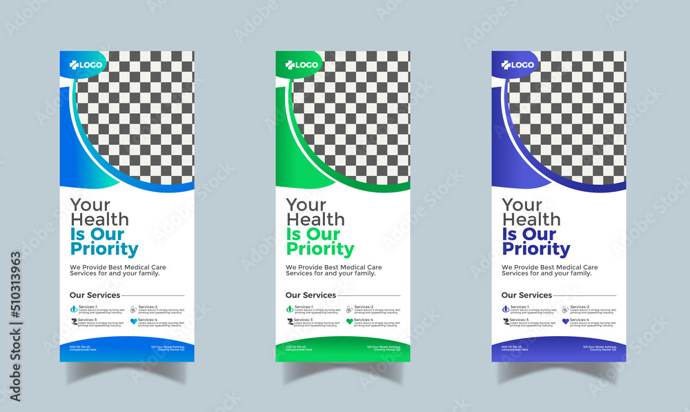 Medical healthcare roll-up banner and standee medical banner design ...