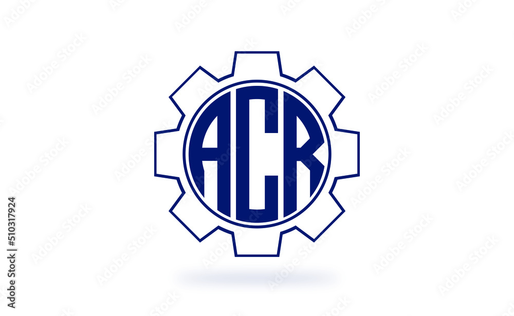 ACR three letter industrial logo with gear icon logo design vector ...
