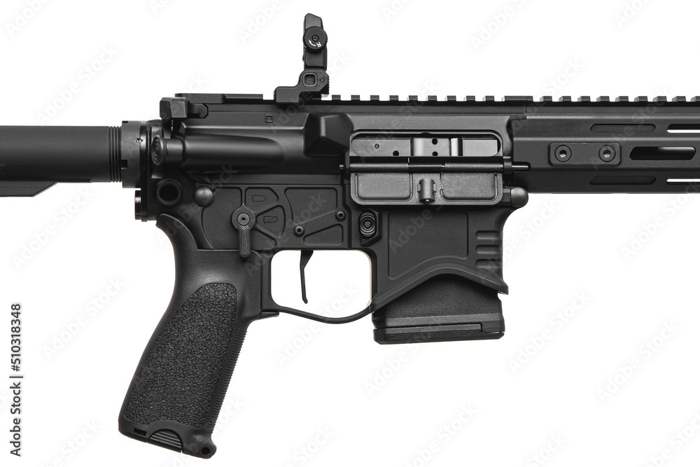 Modern automatic rifle isolated on white back. Weapons for police ...