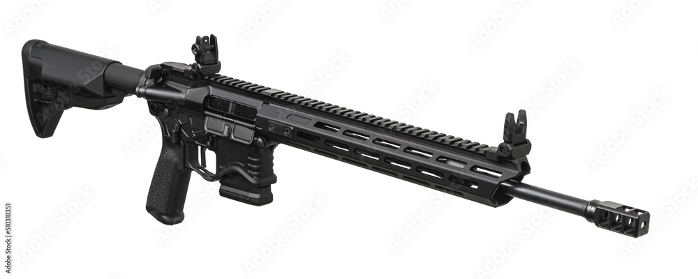 Modern automatic rifle isolated on white back. Weapons for police ...