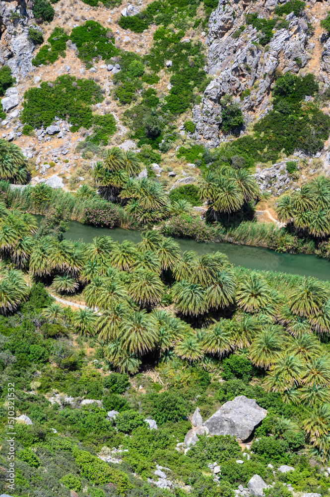 Preveli Beach - famous for the beautiful river with azure clear water ...