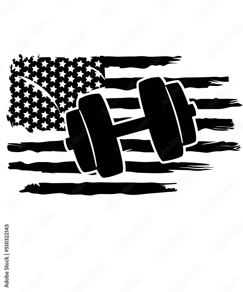 gym svg, barbell flag svg, Distressed American Flag with Barbell SVG ...