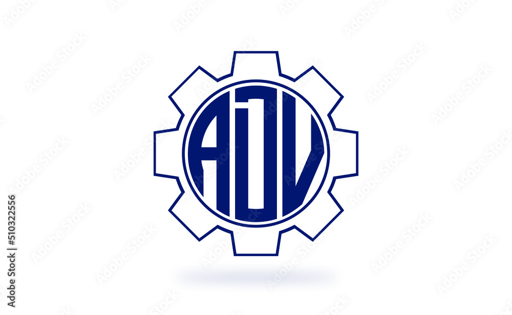 ADV three letter industrial logo with gear icon logo design vector ...