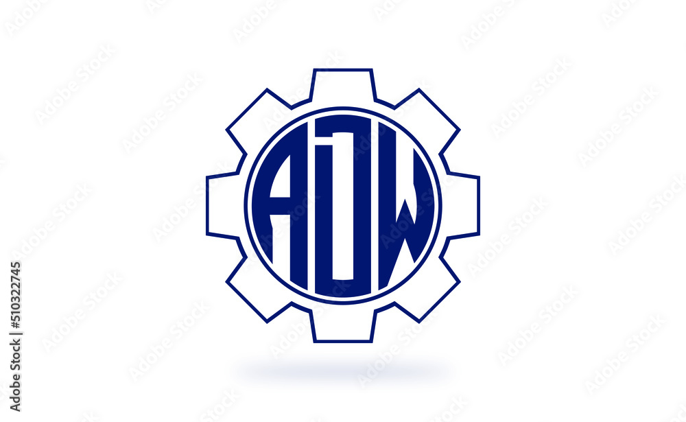 ADW three letter industrial logo with gear icon logo design vector ...