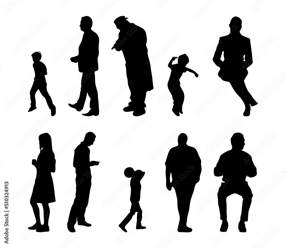 Vector silhouettes, Outline silhouettes of people, Contour drawing ...