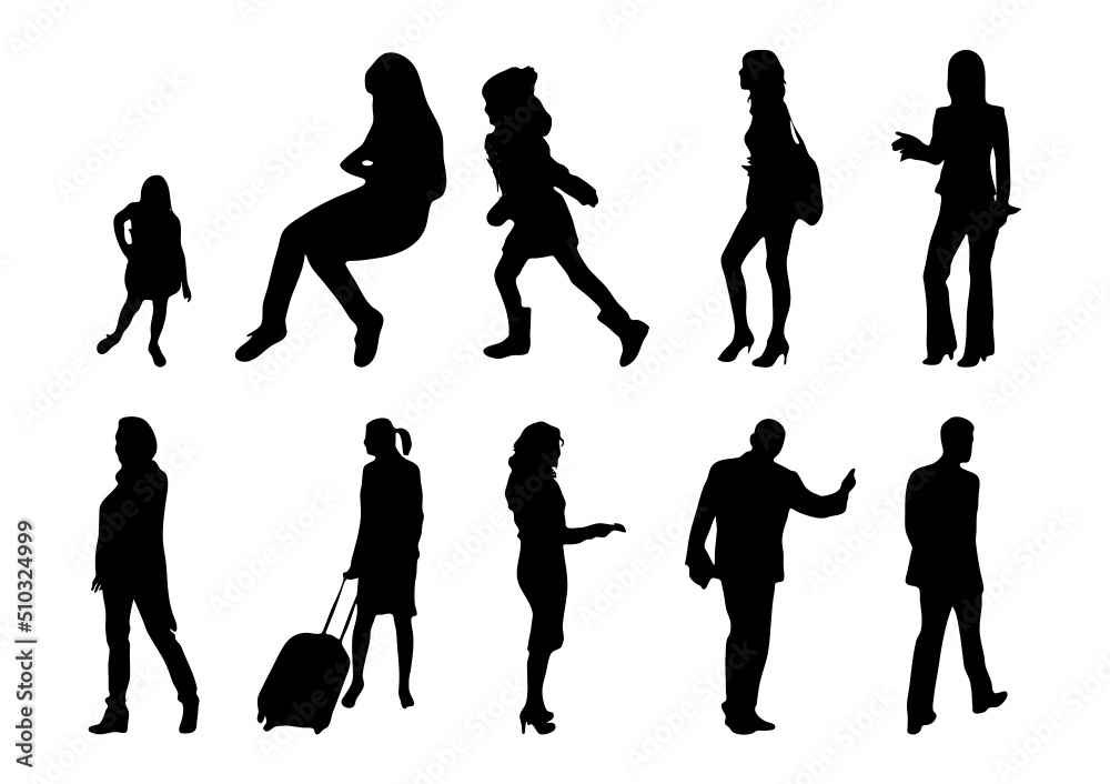 Vector silhouettes, Outline silhouettes of people, Contour drawing ...