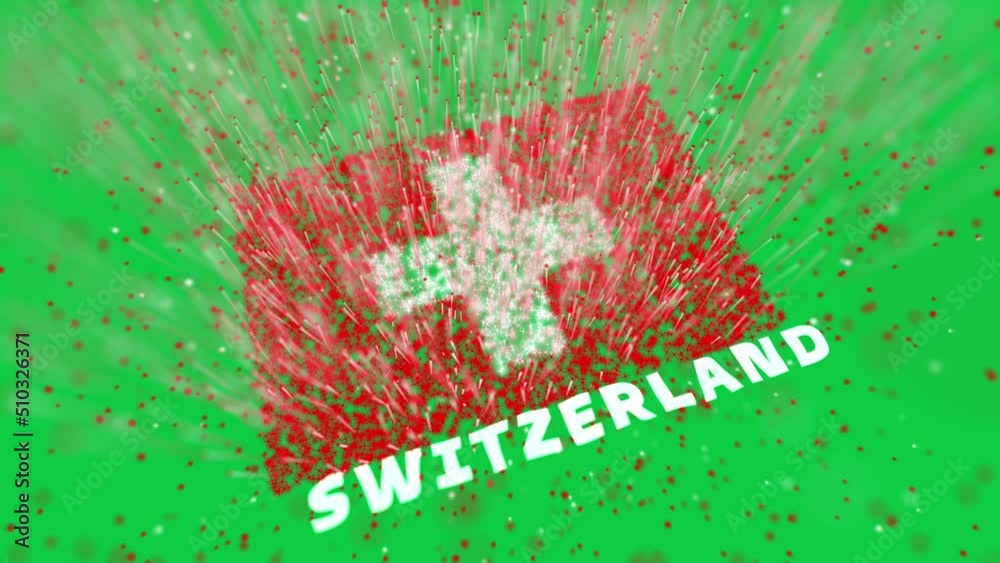 Animation video of the country Switzerland flag displayed through tiny ...