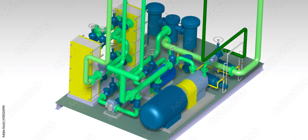 lube oil turbine system 3D illustration Stock Illustration | Adobe Stock