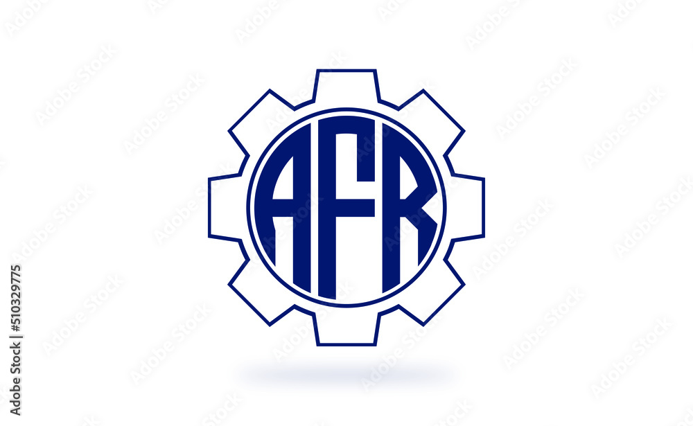 AFR three letter industrial logo with gear icon logo design vector ...