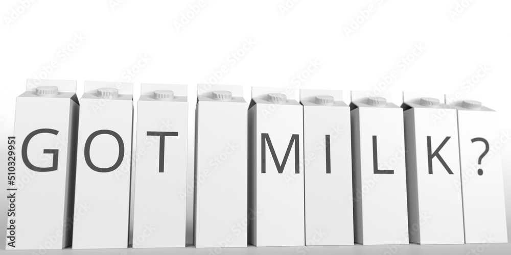 Paper boxes with GOT MILK text. 3D rendering Stock Illustration | Adobe ...