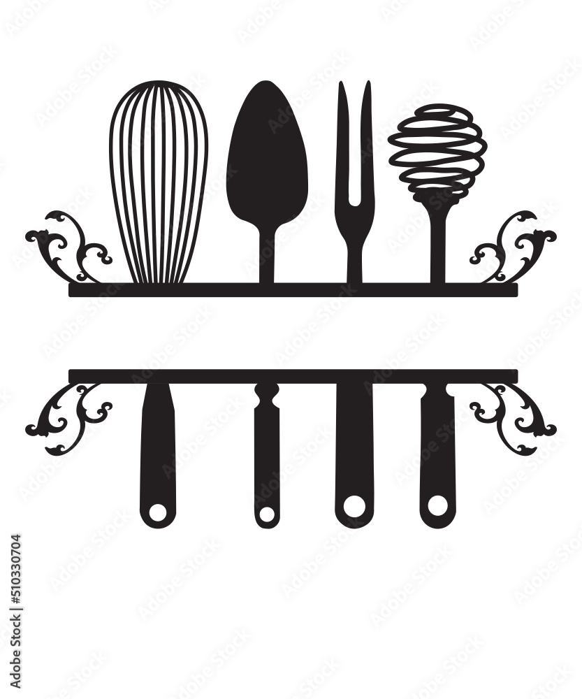 Kitchen Split Frame Svg Kitchen Svg Cooking Svg Kitchen Monogram Svg