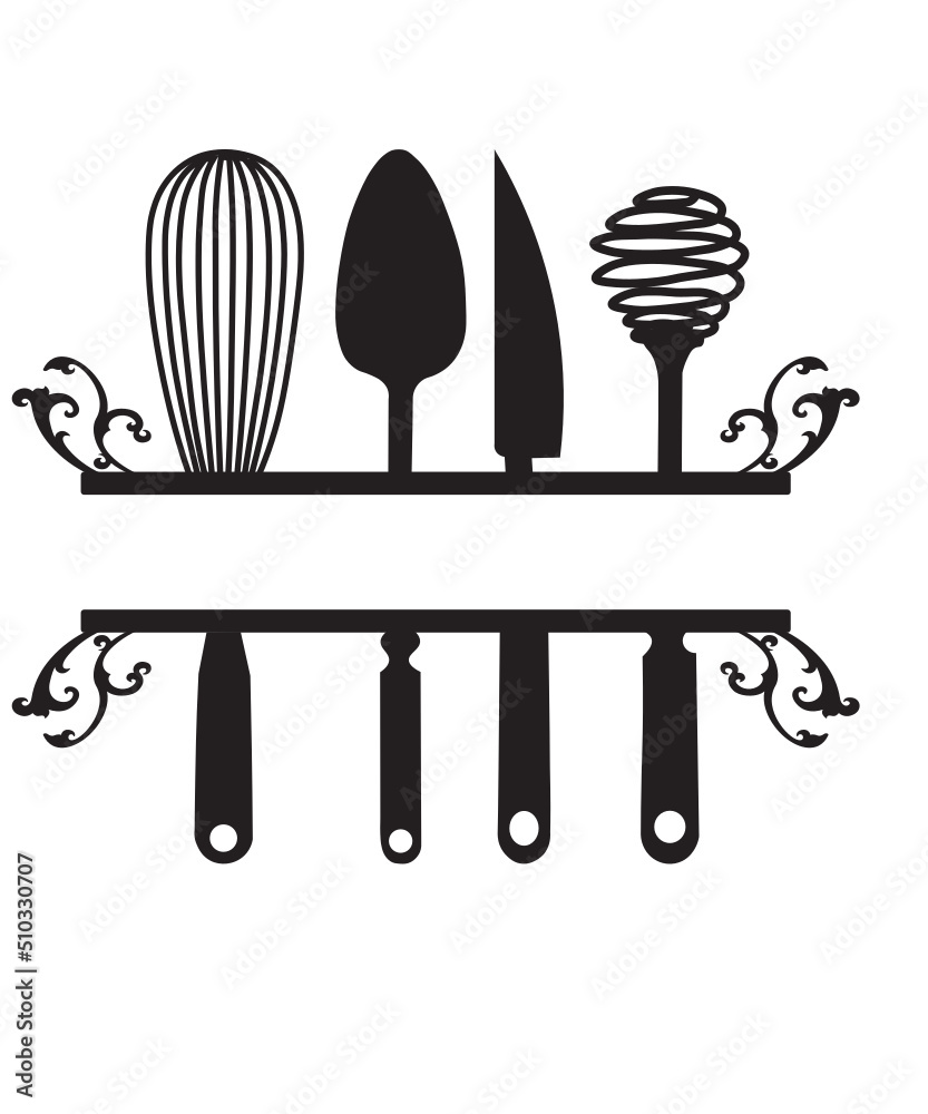 Kitchen Split Frame SVG, kitchen svg, cooking svg, Kitchen Monogram svg ...